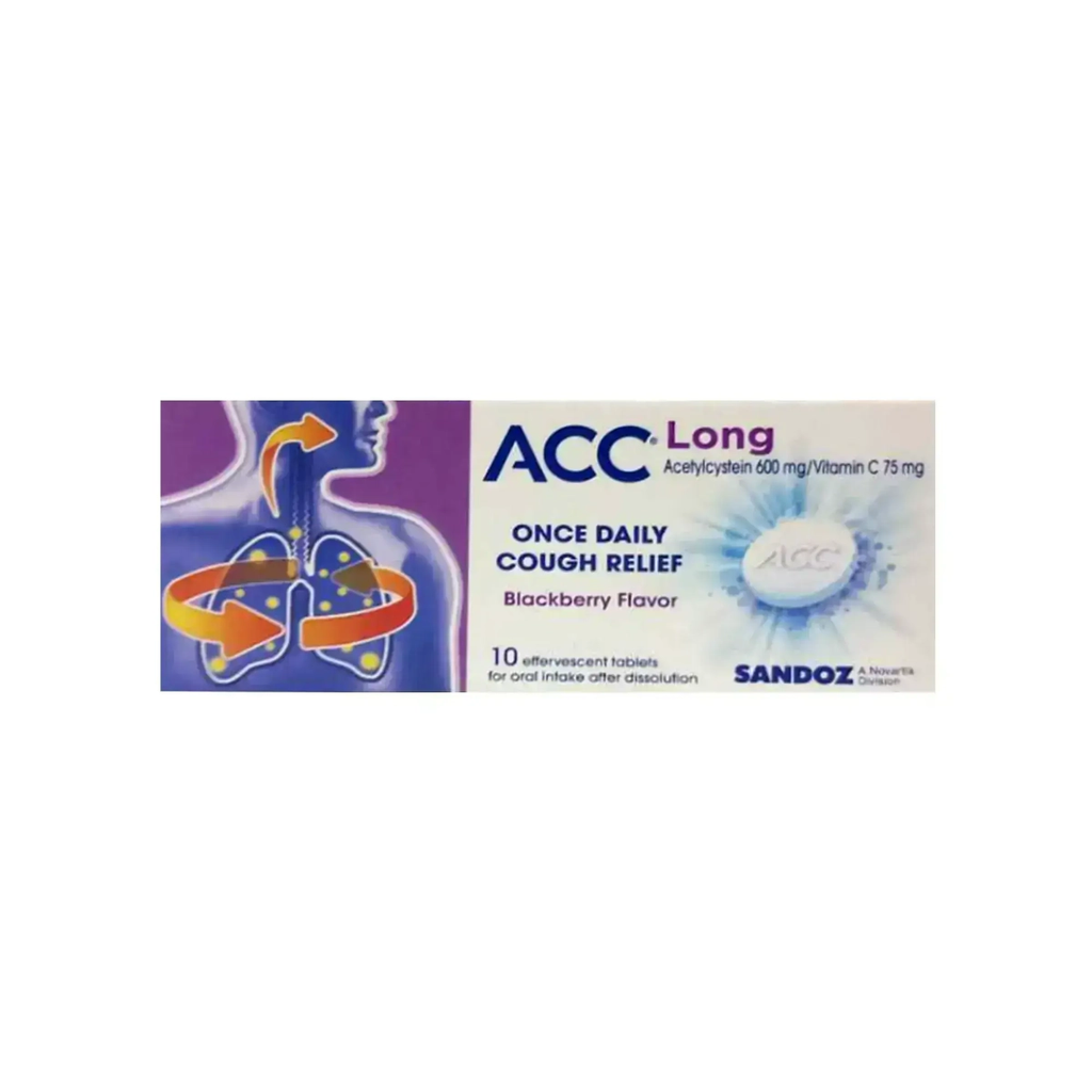 ACC LONG 600 MG 10 EFFERVESCENT TABLETS | Rosh Medical Company